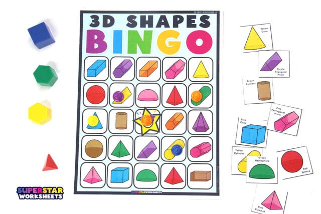 3D Shape BINGO - Superstar Worksheets
