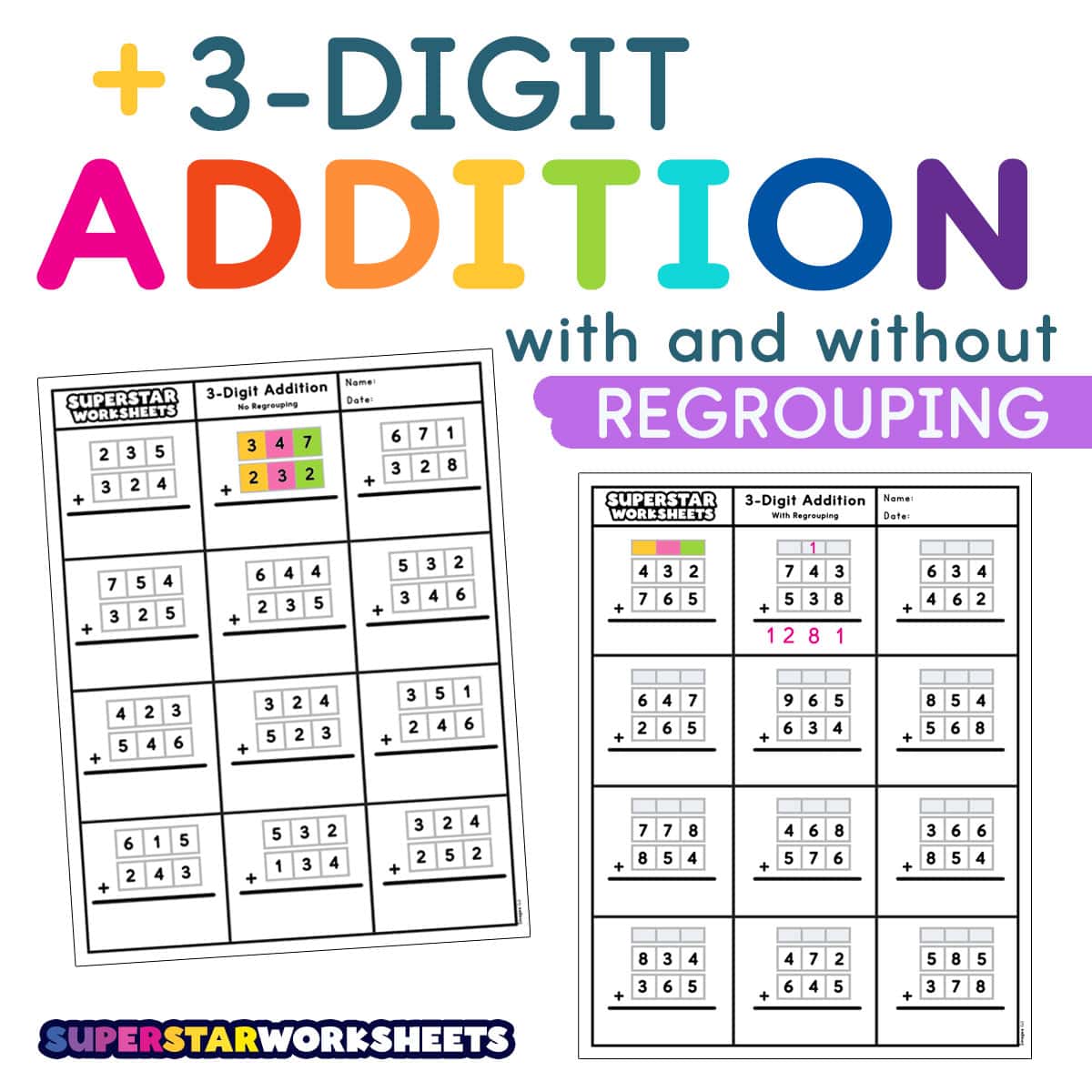 3-Digit Addition Worksheets - Superstar Worksheets