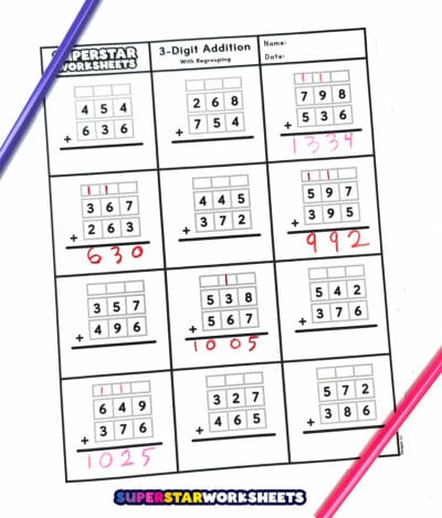 3-Digit Addition Worksheets - Superstar Worksheets