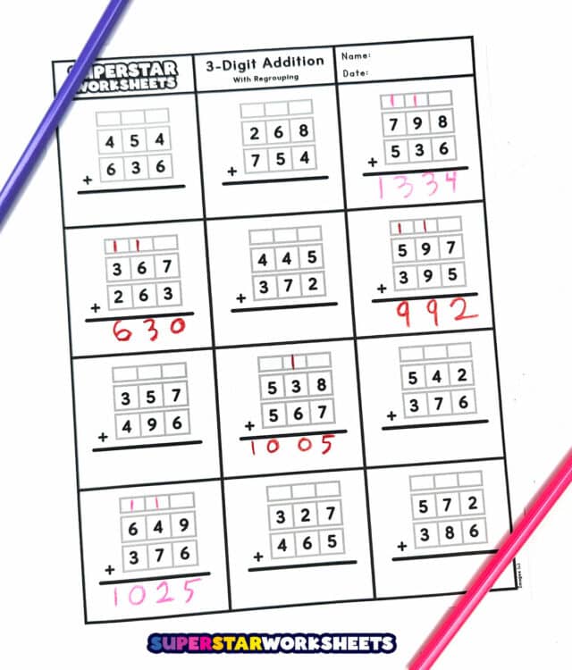 3-Digit Addition Worksheets - Superstar Worksheets