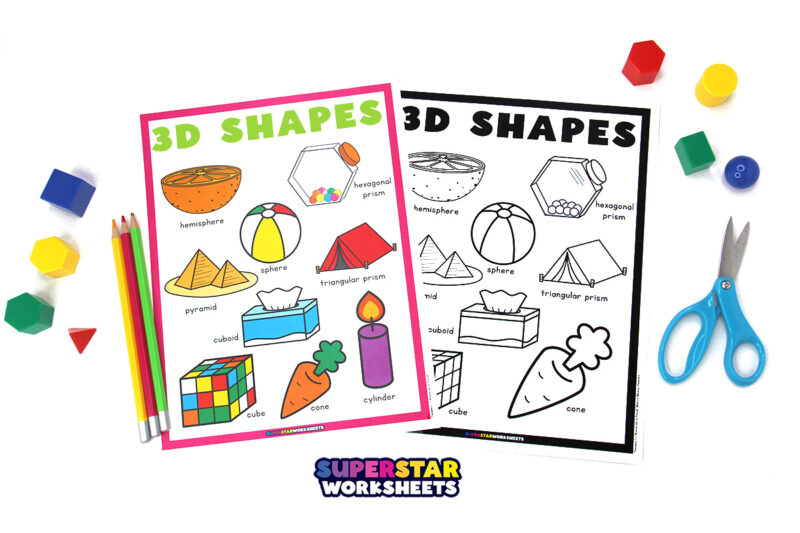 3D Shapes Chart - Superstar Worksheets