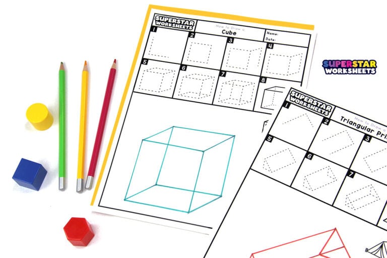 3D Shapes Drawing - Superstar Worksheets