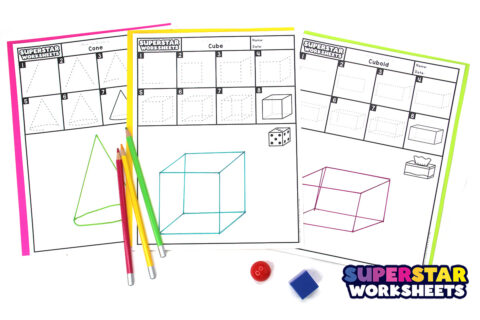 3D Shapes Drawing - Superstar Worksheets