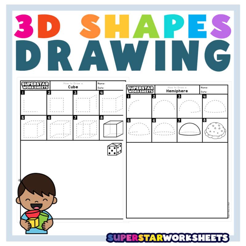 3D Shapes Drawing - Superstar Worksheets