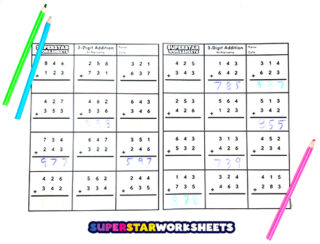 3-Digit Addition Worksheets - Superstar Worksheets