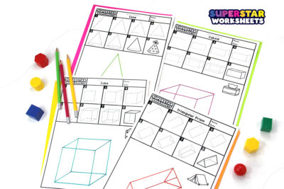 3D Shapes Drawing - Superstar Worksheets