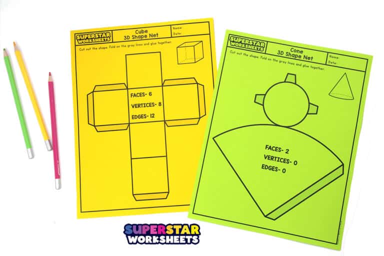 3D Shape Nets - Superstar Worksheets