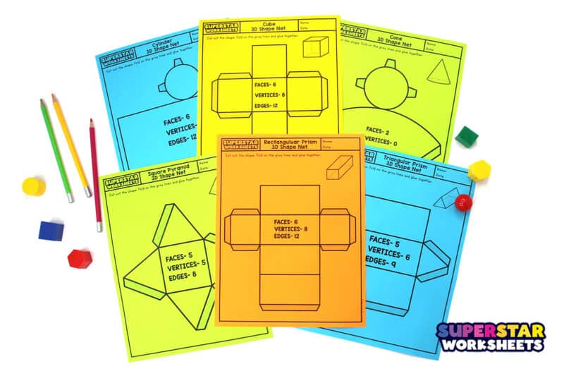 3D Shape Nets - Superstar Worksheets