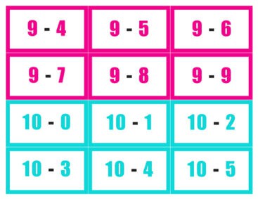 Subtraction Flashcards - Superstar Worksheets