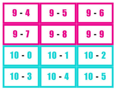 Subtraction Flashcards - Superstar Worksheets