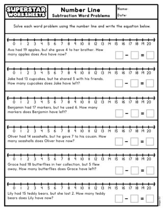 Number Line Subtraction - Superstar Worksheets