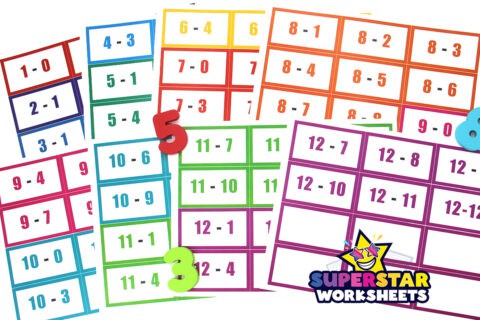 Subtraction Flashcards - Superstar Worksheets
