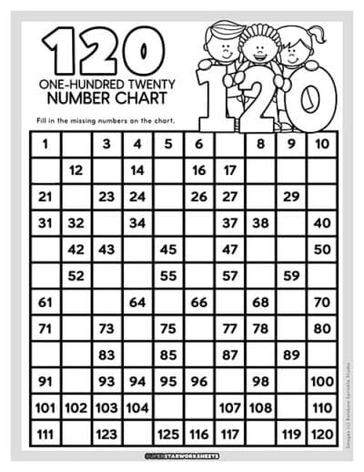 120 Chart - Superstar Worksheets