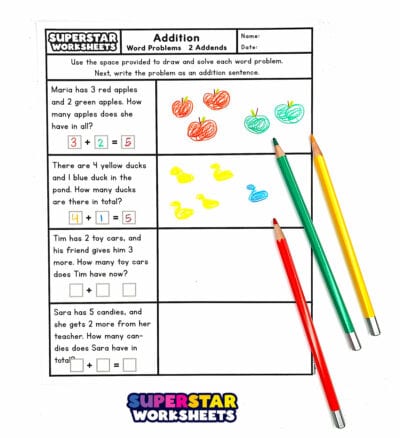 Addition Word Problems - Superstar Worksheets