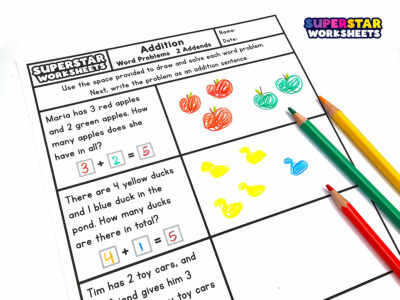 Addition Word Problems - Superstar Worksheets