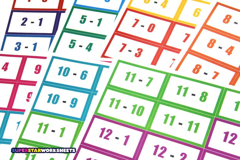 Subtraction Flashcards - Superstar Worksheets