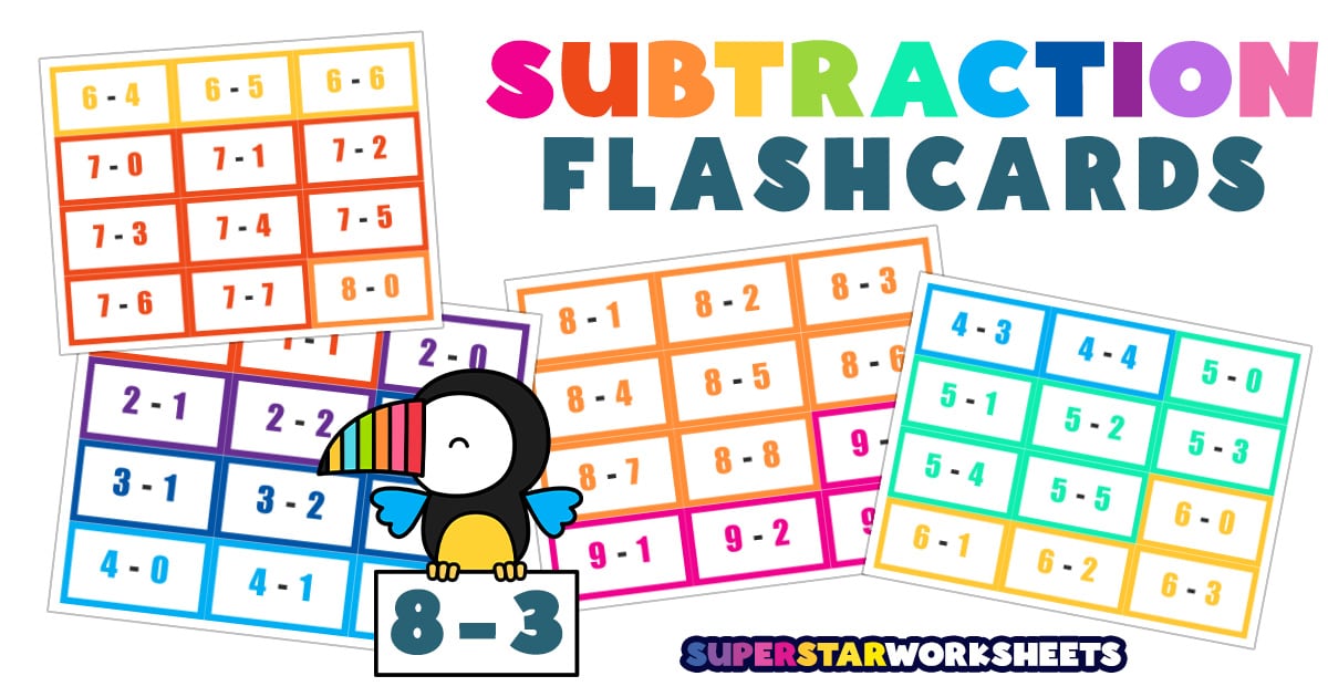 Subtraction Flashcards - Superstar Worksheets