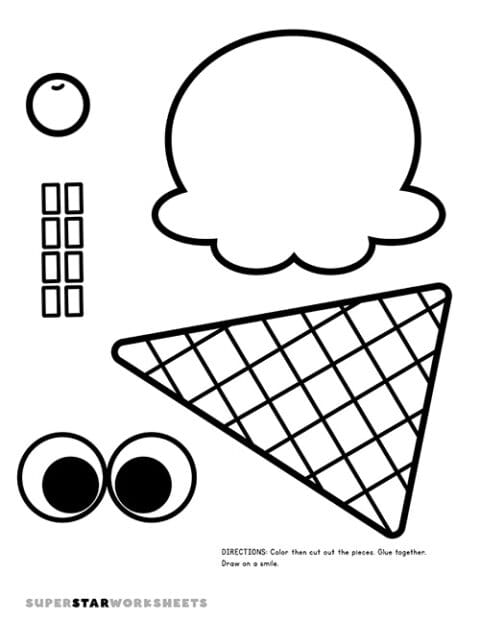 Ice Cream Cone Template - Superstar Worksheets