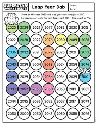 Leap Year Worksheets - Superstar Worksheets