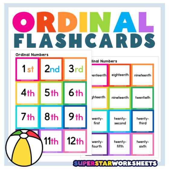 Ordinal Number Flashcards - Superstar Worksheets