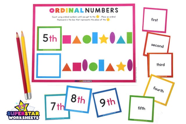 Ordinal Number Flashcards - Superstar Worksheets