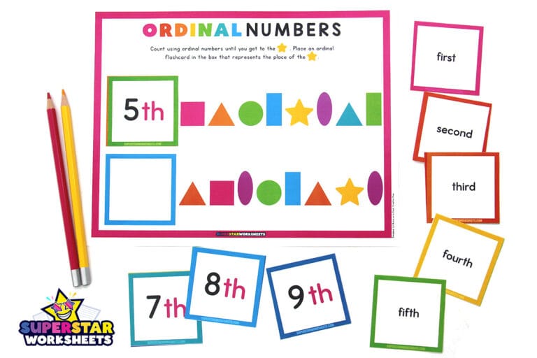 Ordinal Number Flashcards - Superstar Worksheets
