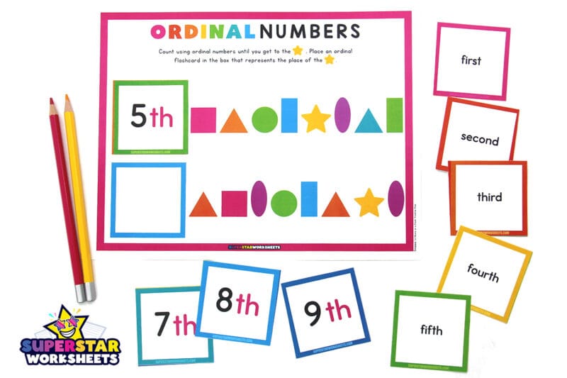 Ordinal Number Flashcards - Superstar Worksheets