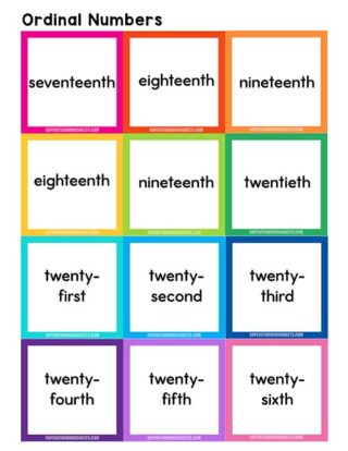 Ordinal Number Flashcards - Superstar Worksheets
