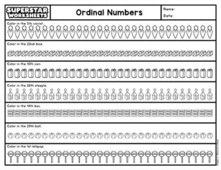 Ordinal Numbers Worksheets - Superstar Worksheets