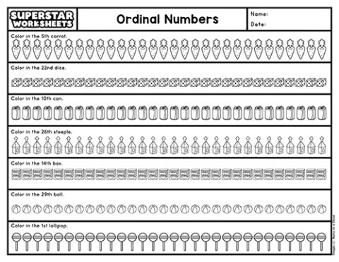 Ordinal Numbers Worksheets - Superstar Worksheets
