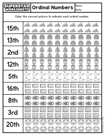 Ordinal Numbers Worksheets - Superstar Worksheets