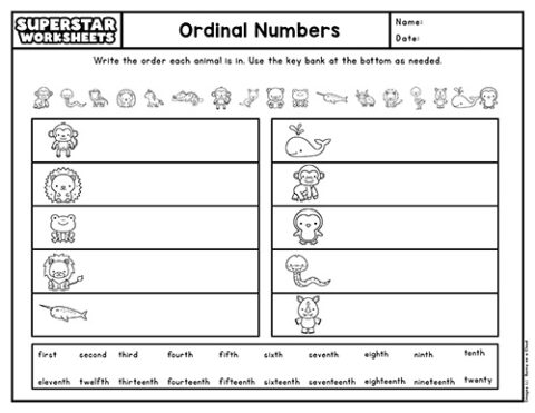 Ordinal Numbers Worksheets - Superstar Worksheets