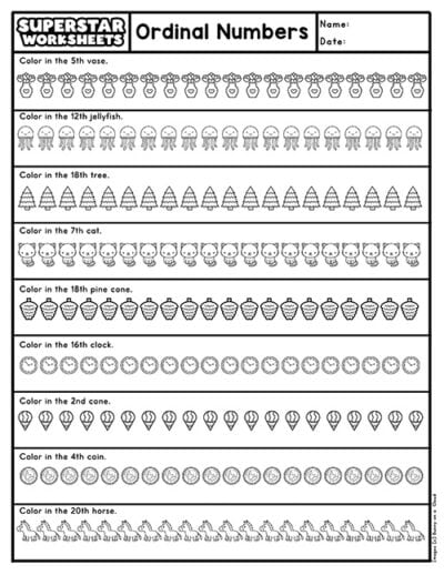 Ordinal Numbers Worksheets - Superstar Worksheets