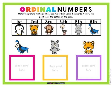 Ordinal Number Flashcards - Superstar Worksheets