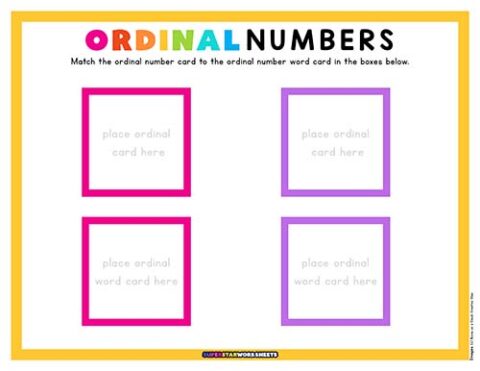 Ordinal Number Flashcards - Superstar Worksheets