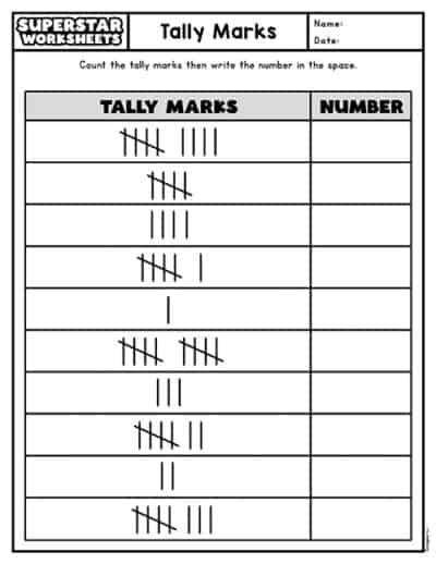 Tally Marks - Superstar Worksheets