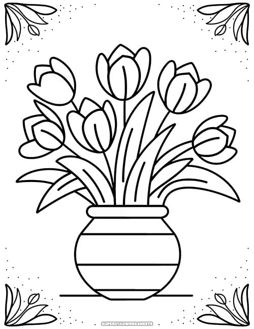 coloring page of a flower pot