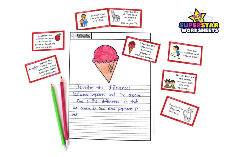Comparision Writing Prompts - Superstar Worksheets