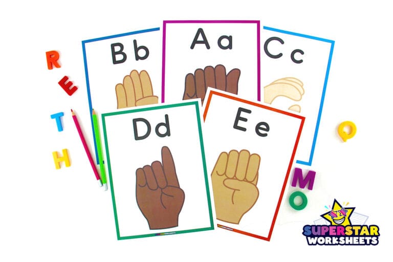 ASL Alphabet Chart - Superstar Worksheets