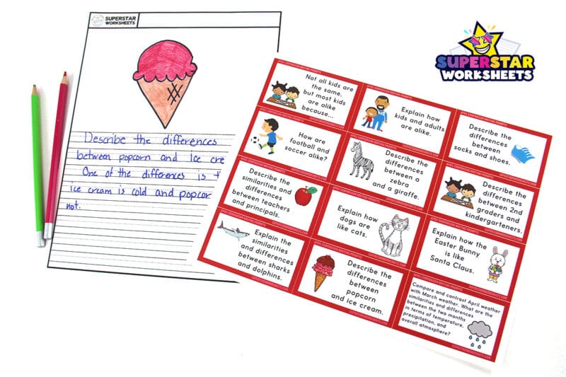 Comparision Writing Prompts - Superstar Worksheets
