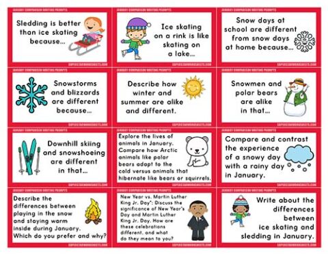 Comparision Writing Prompts - Superstar Worksheets
