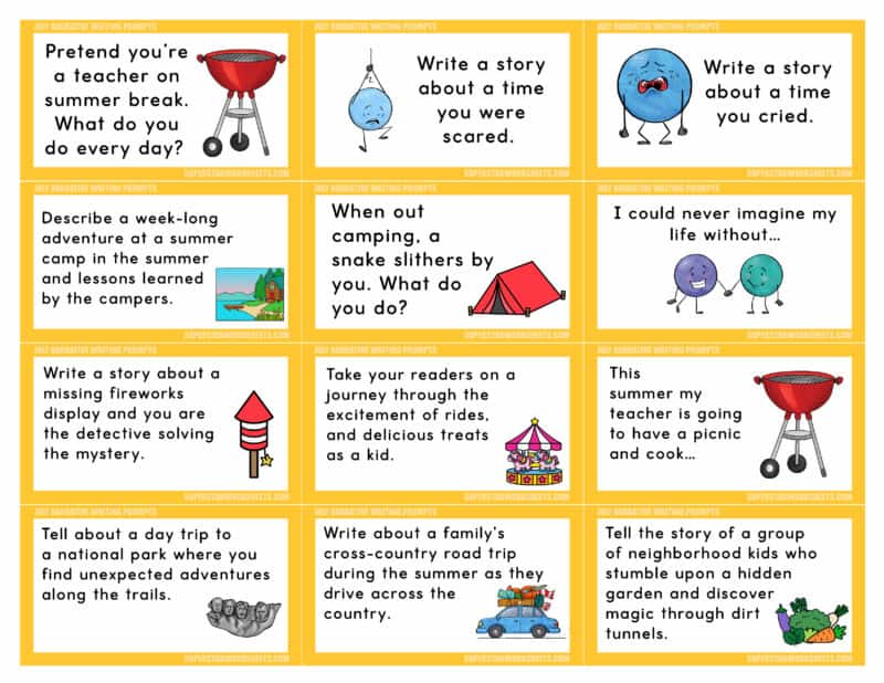 Narrative Writing Prompts - Superstar Worksheets