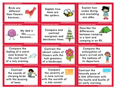 Comparision Writing Prompts - Superstar Worksheets