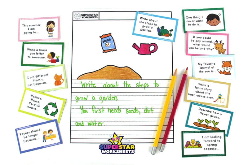 Kindergarten Writing Prompts - Superstar Worksheets
