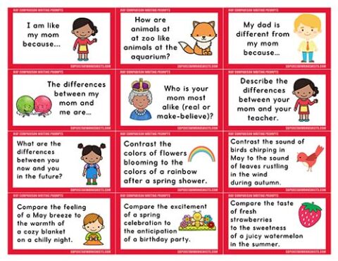 Comparision Writing Prompts - Superstar Worksheets