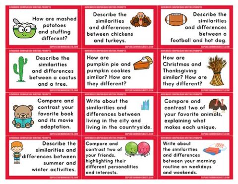 Comparision Writing Prompts - Superstar Worksheets