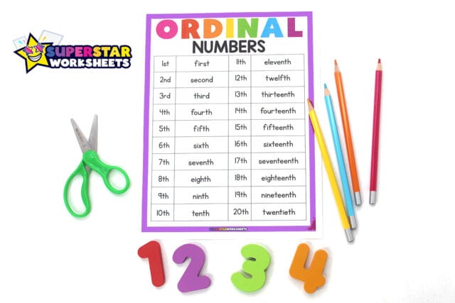 Ordinal Numbers - Superstar Worksheets
