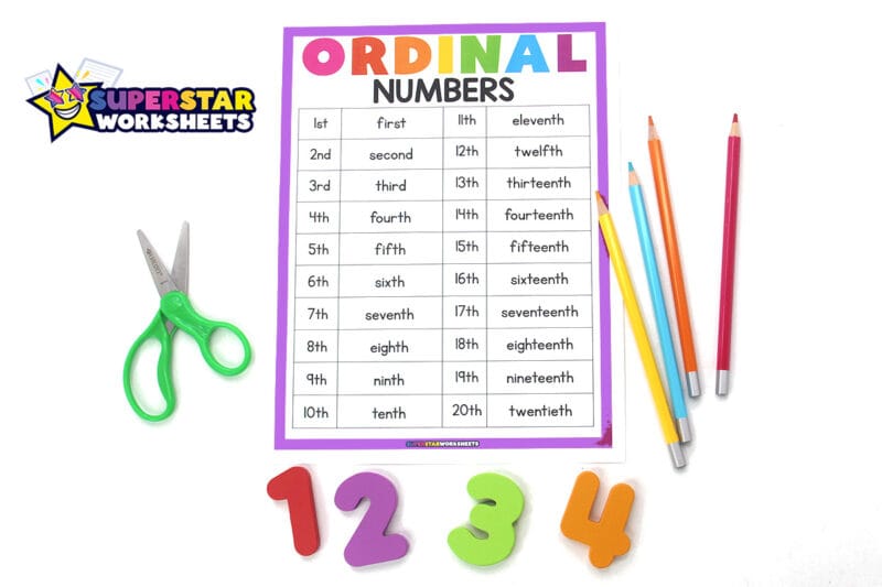 Ordinal Numbers - Superstar Worksheets
