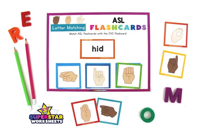 ASL Flashcards - Superstar Worksheets