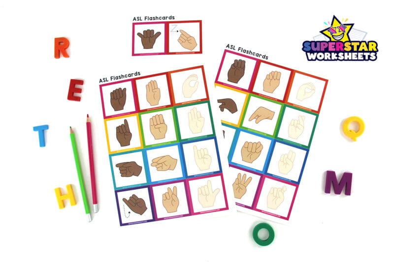 ASL Flashcards - Superstar Worksheets